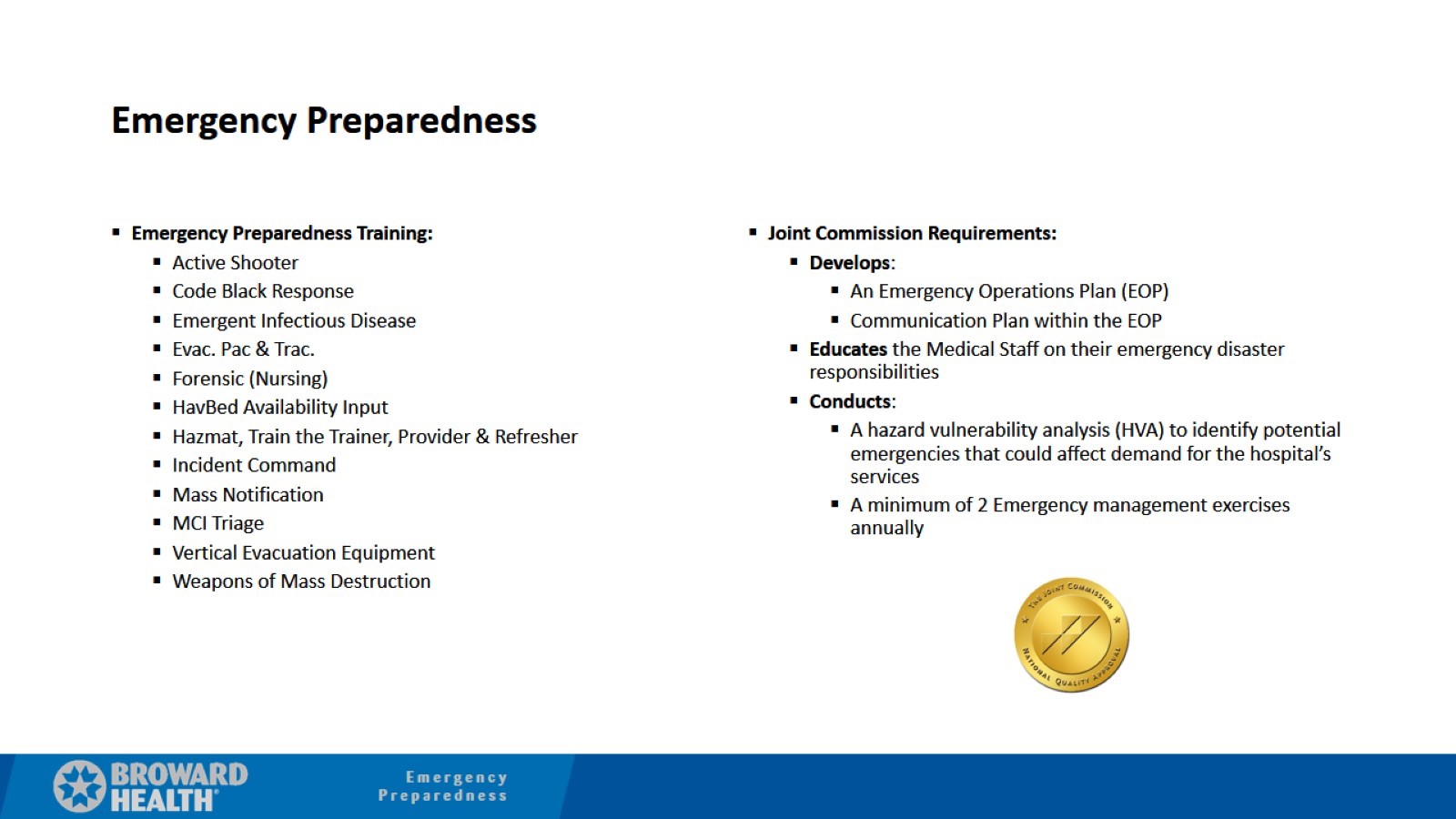 Emergency Preparedness Training Emergency Preparedness Training