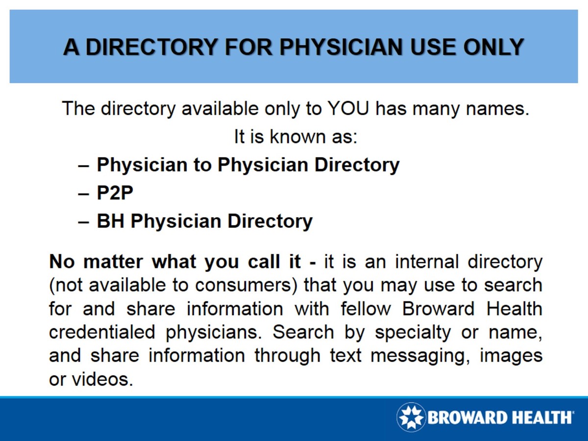 A directory for physician use only